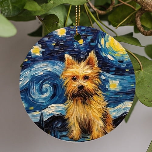 Belvo Ceramic Ornament Yorkie Dog Starry Night Inspired Pet Lovers ...