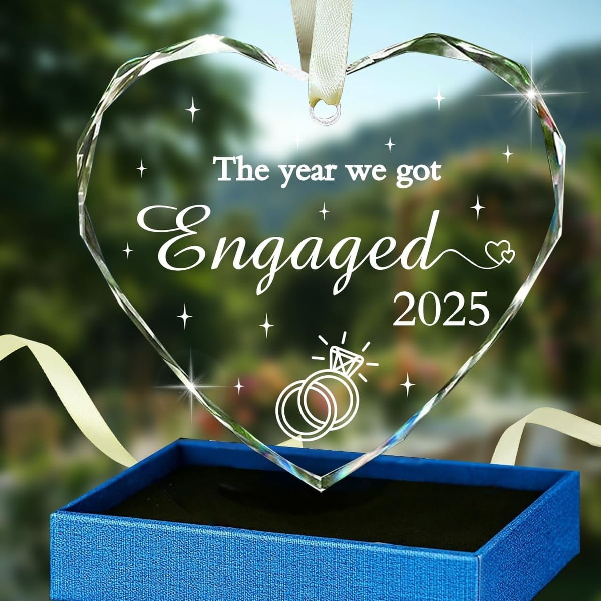 Belvo Engagement Gifts for Couples, Engaged Ornament 2025, Our First Winter Holiday, Glass ...