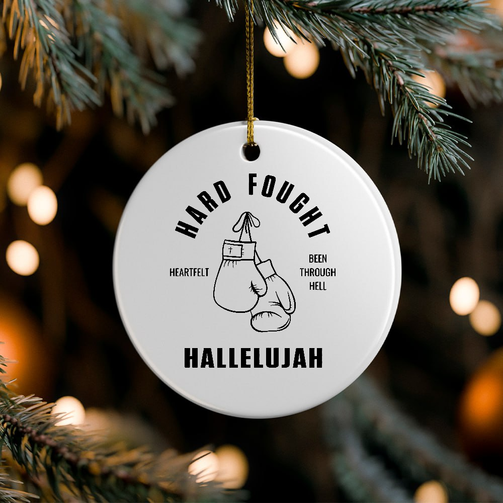 Belvo Hard Fought Hallelujah Ornament, Christian Boxing Gloves ...