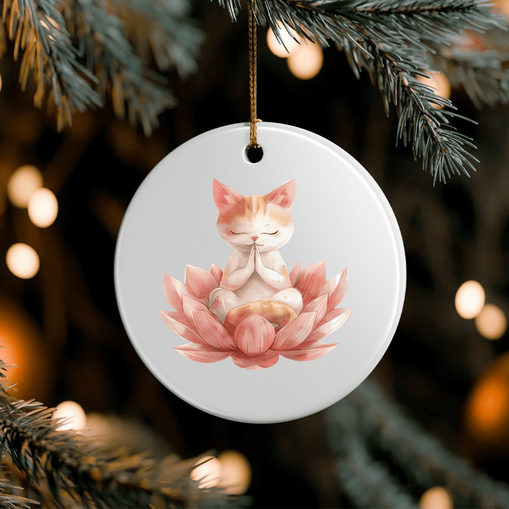 Belvo Meditating Cat Ornament, Lotus Flower Zen Meditation Gift for Cat ...