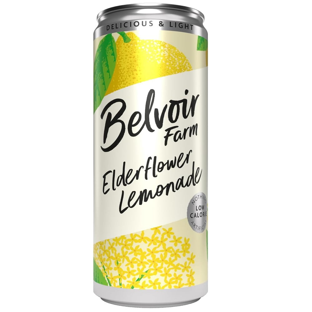 Belvoir Delicious and Light Elderflower Lemonade Drink Cans 330ml (Pack ...