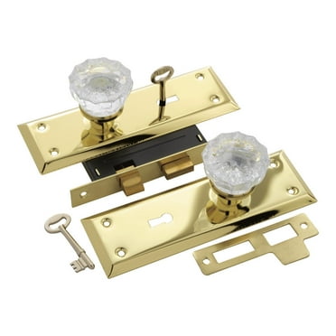 Mortise Lock Set, 2-3/8 in. Backset, Case Hardened Steel, Polished ...
