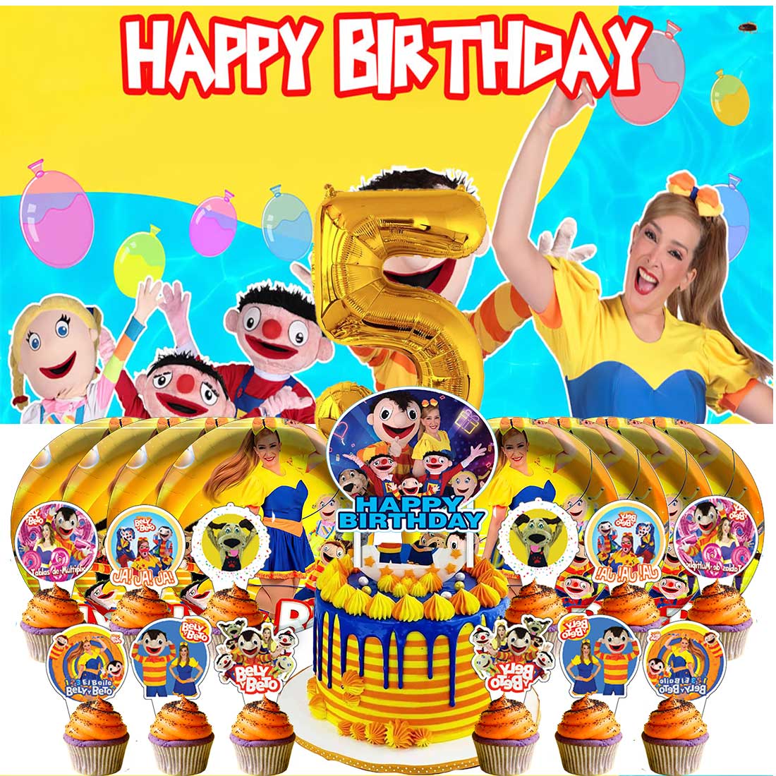 Bely Y Beto Balloons Party Supplies 5th Decor Tableware Birthday Cake ...