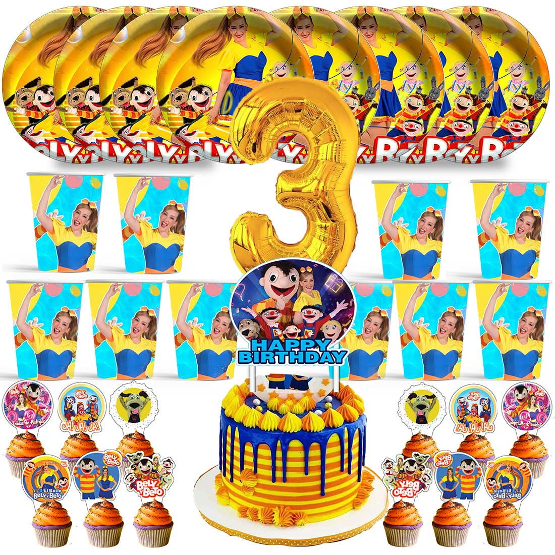 Bely Y Beto Birthday 3rd Cups Party Supplies Plates Fans Decorations ...