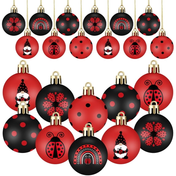 Bememo 24 Pcs Summer Ball Ornament Ladybug Hanging Ornaments 1.57 ...