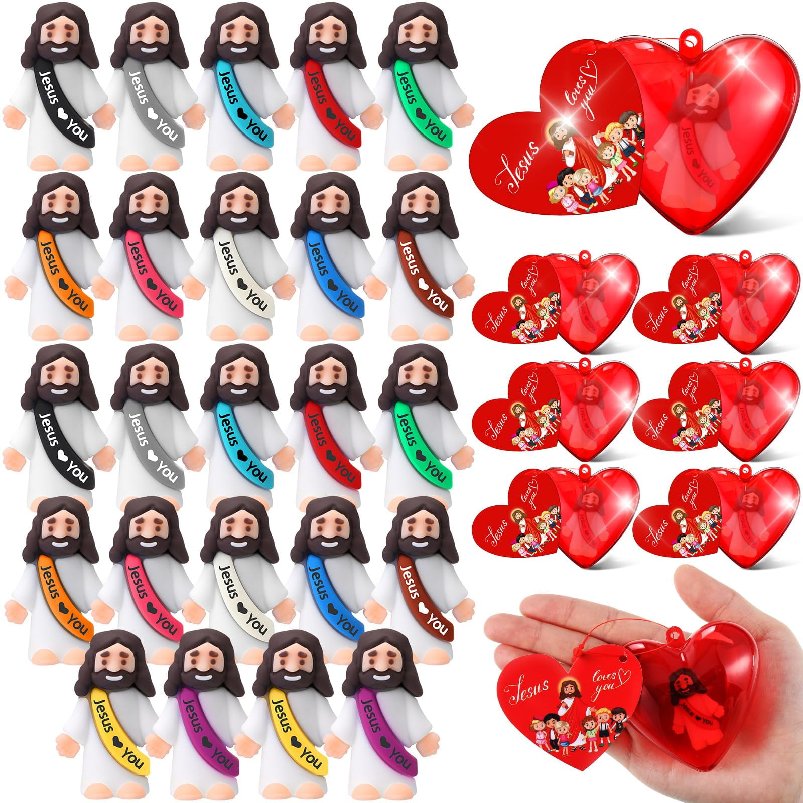 Bememo 24 PcsITSC Easter Jesus Loves You Original Design Mini Rubber ...