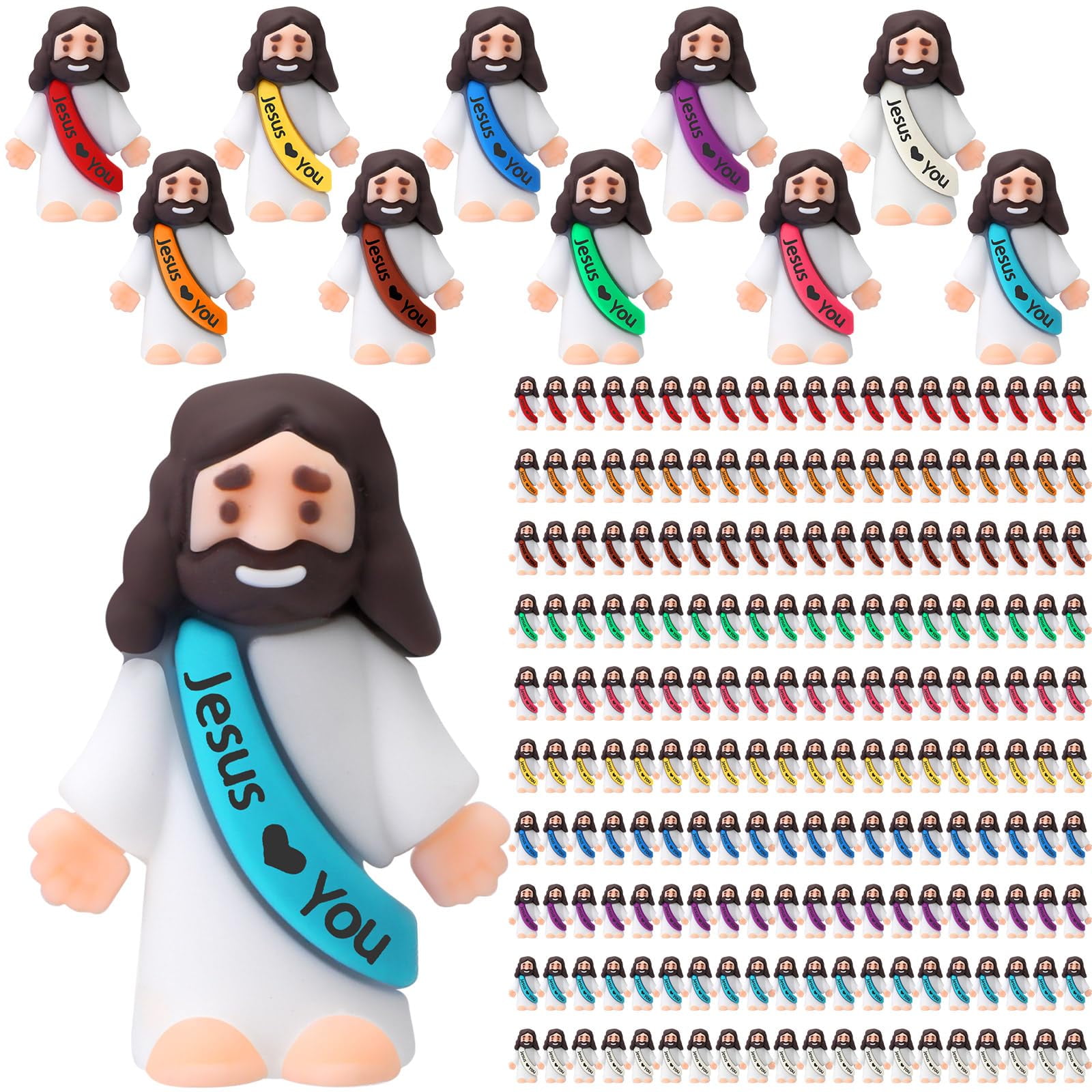 Bememo 300 Pcs Mini KEF16 Jesus Figures Little Jesus Love You Action ...