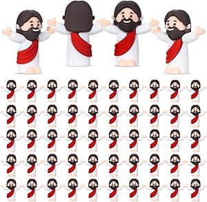 Bememo 50 Pieces Mini Jesus Figurines Jesus Toys Original Design Little ...