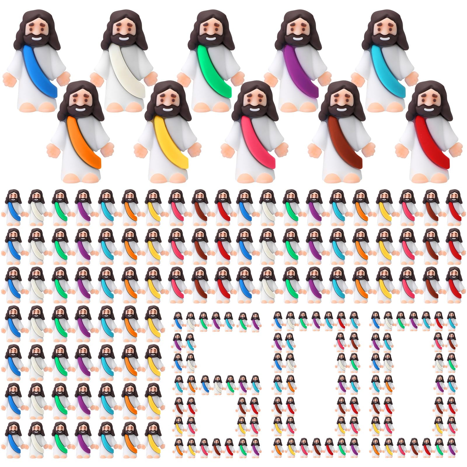 Bememo 600 Pieces Mini Jesus Figurines Bulk Original Design Mini Rubber ...