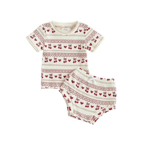 BemeyourBBs 2Pcs Newborn Baby Girl Cherry Outfit Infant Summer Clothes ...