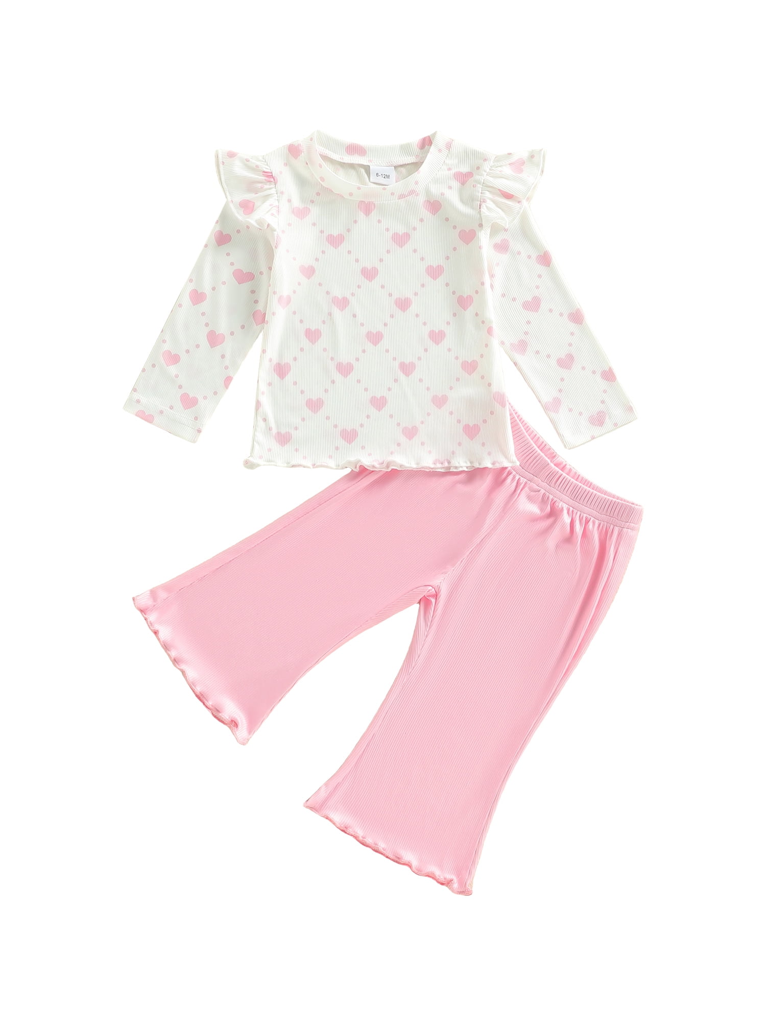 BemeyourBBs 2Pcs Toddler Baby Girl Valentines Outfit Ruffle Long Sleeve ...