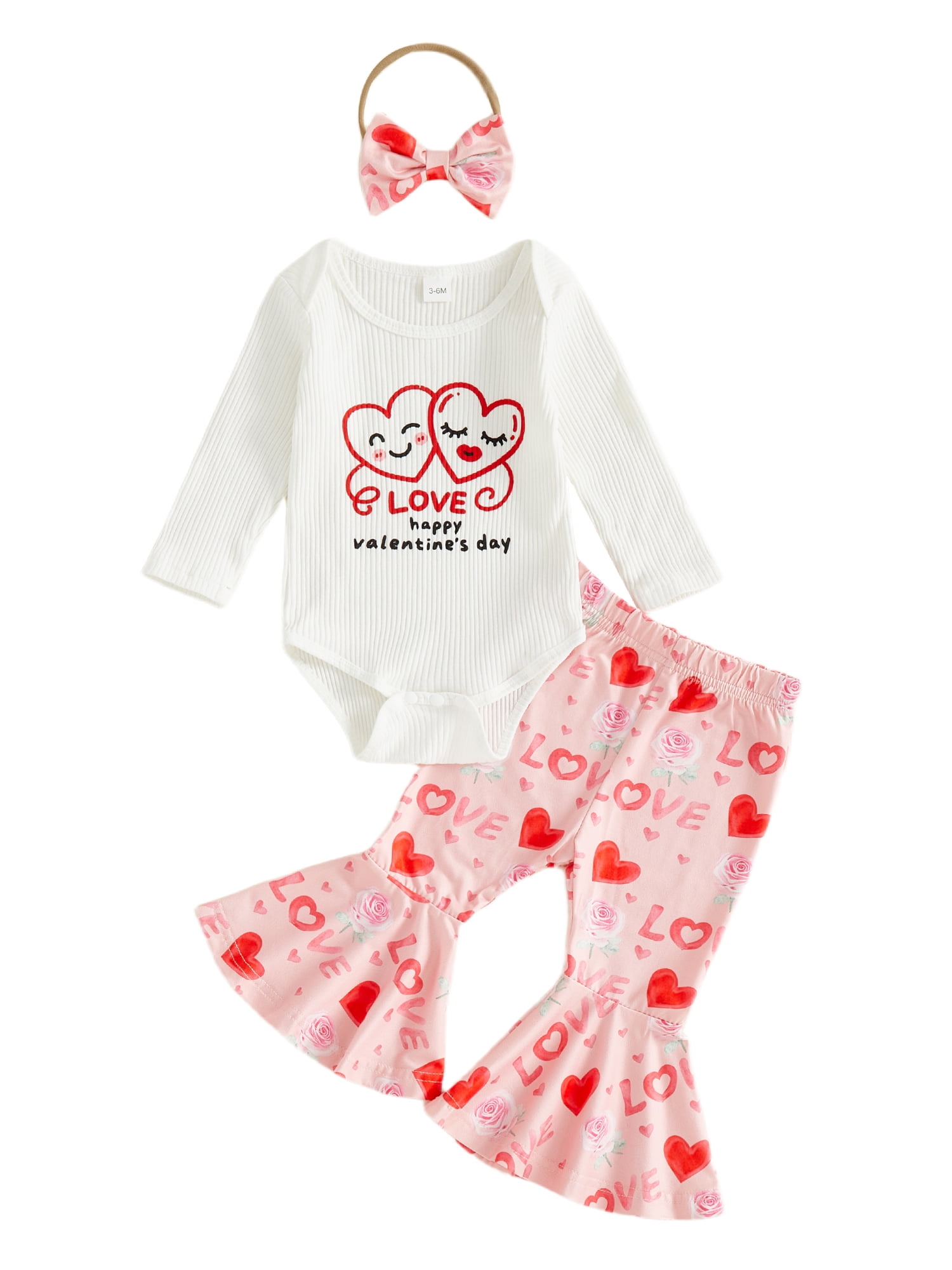 BemeyourBBs 3Pcs Newborn Girls My First Valentine Day Outfits Long ...