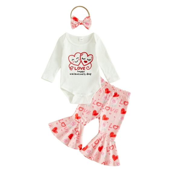 BemeyourBBs 3Pcs Newborn Girls My First Valentine Day Outfits Long ...