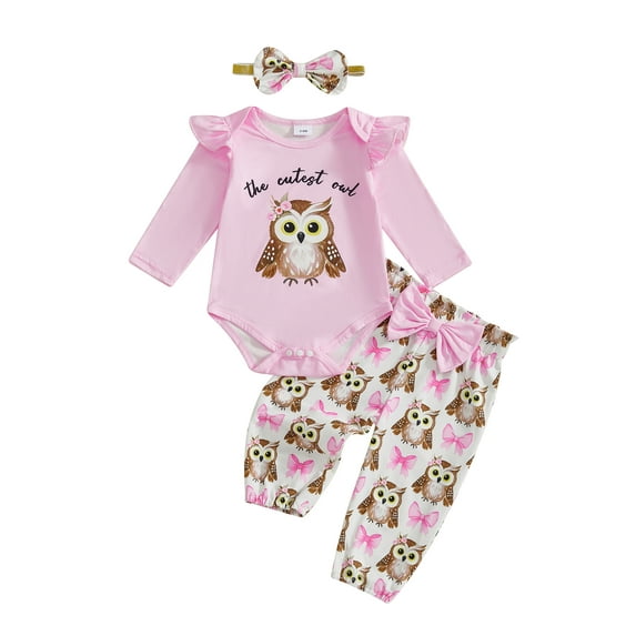 BemeyourBBs 3Pcs Newborn Girls Owl Outfits Cute Infant Fall Winter ...