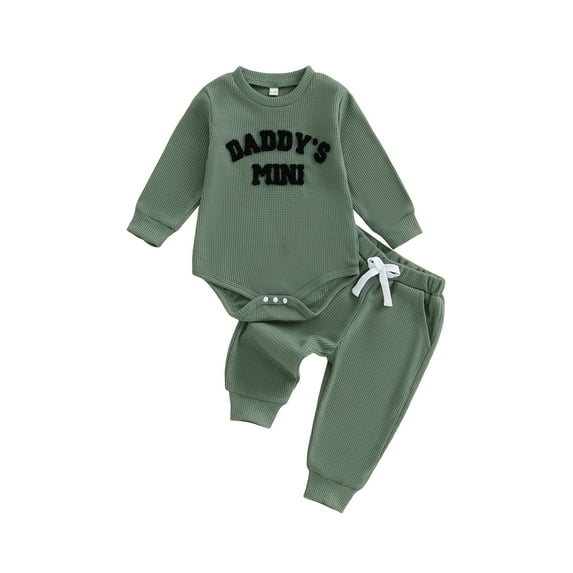 BemeyourBBs Baby Boy Fall Outfit Letter Embroidery Romper Elastic Waist Pants - Walmart.com