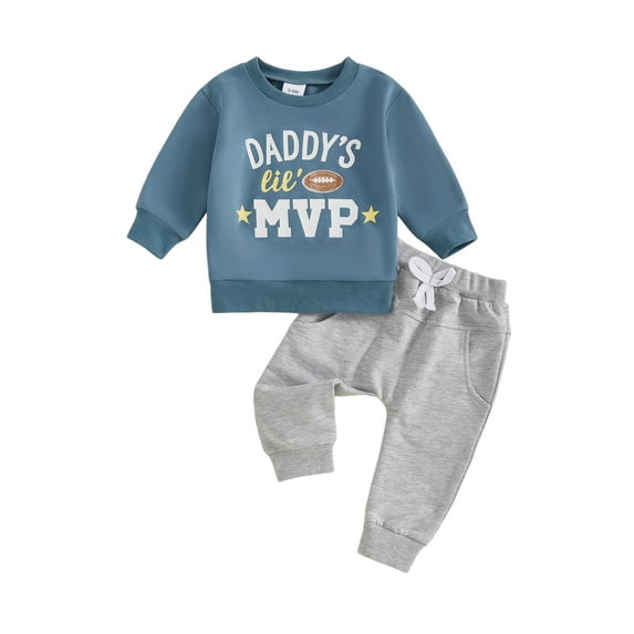 BemeyourBBs Baby Boy Fall Outfit Rugby Letter Print Sweatshirt and ...