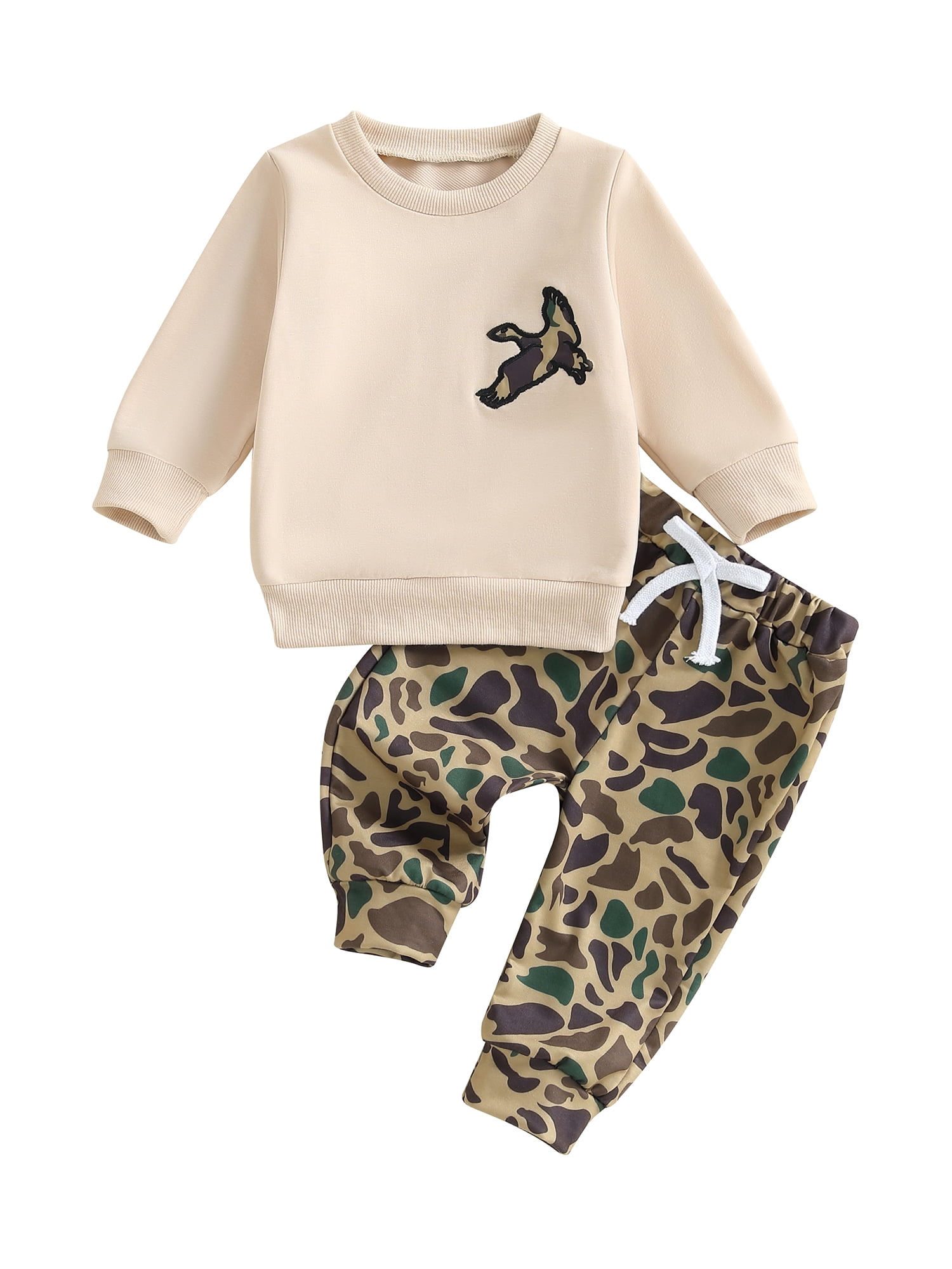 BemeyourBBs Baby Boy Fall Outfit Wild Goose Embroidery Sweatshirt + Pants - Walmart.com