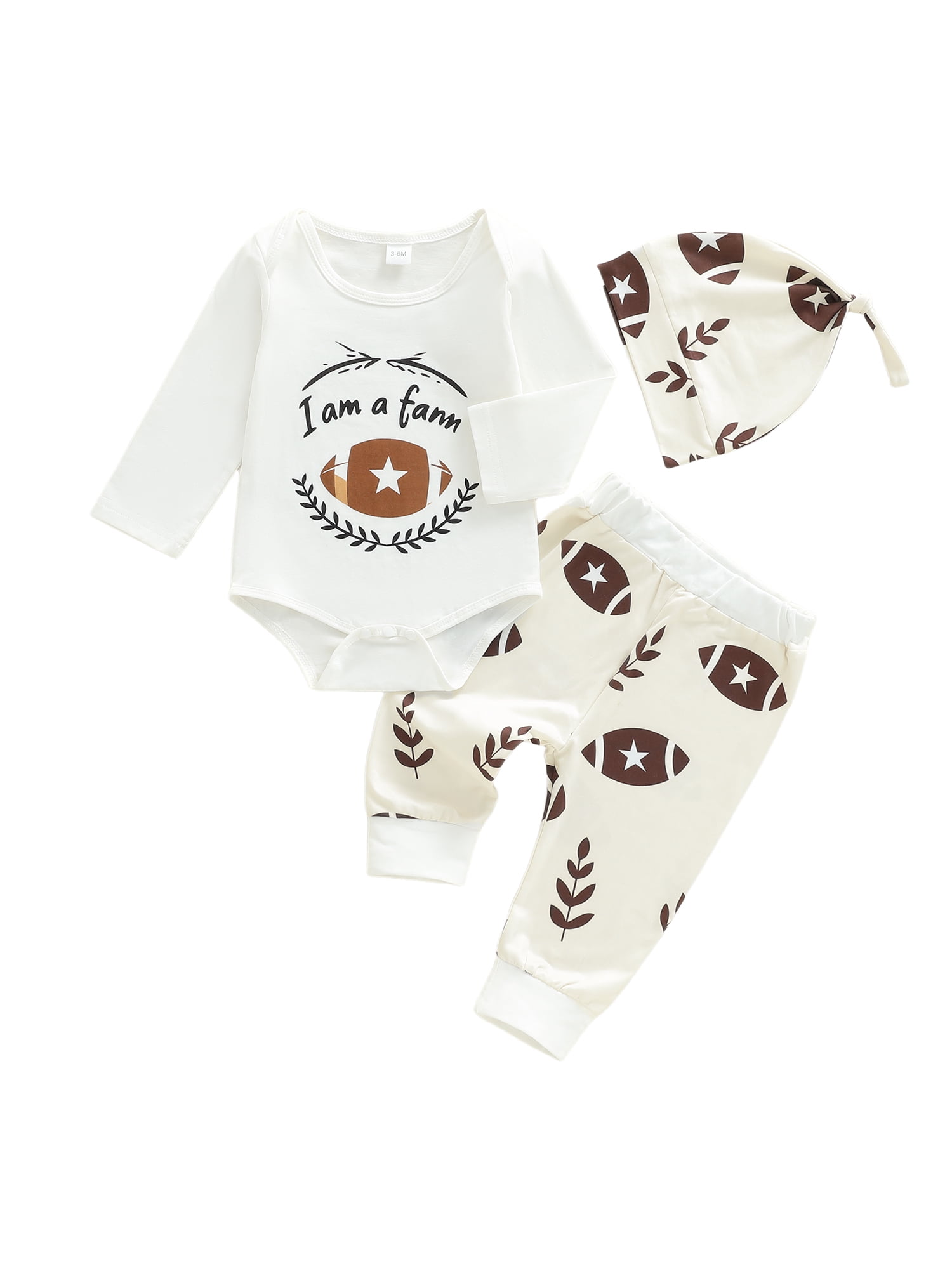 BemeyourBBs Baby Fall Clothes Letter Print Long Sleeve Romper Football ...