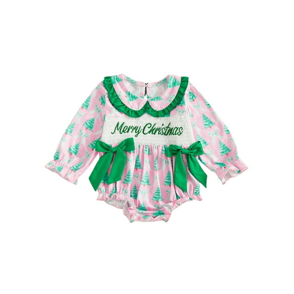 BemeyourBBs Baby Girl Christmas Outfit Smocked Bubble Romper Letter ...