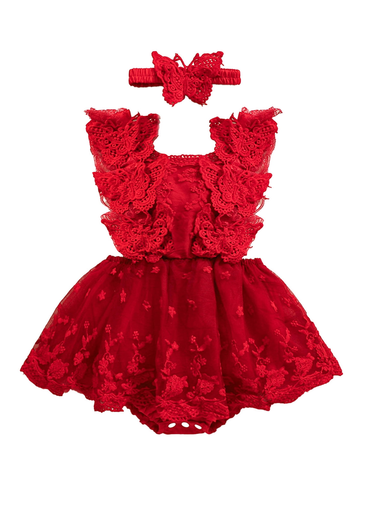 BemeyourBBs Baby Girl Tulle Romper Dress Newborn Baptism Day Clothes ...