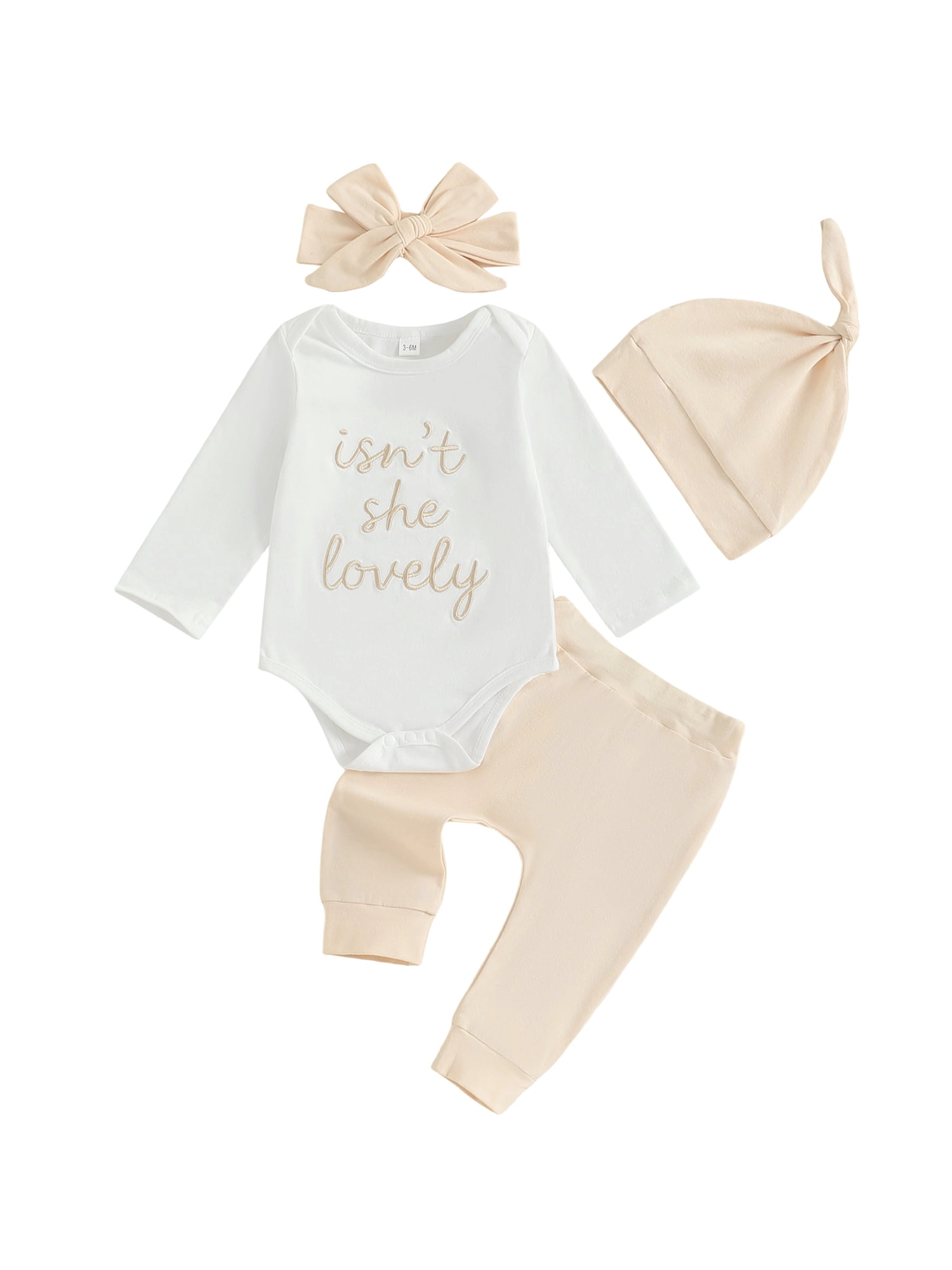 BemeyourBBs Baby Girls 4 Piece Outfit Newborn Romper Jumpsuit Headband ...