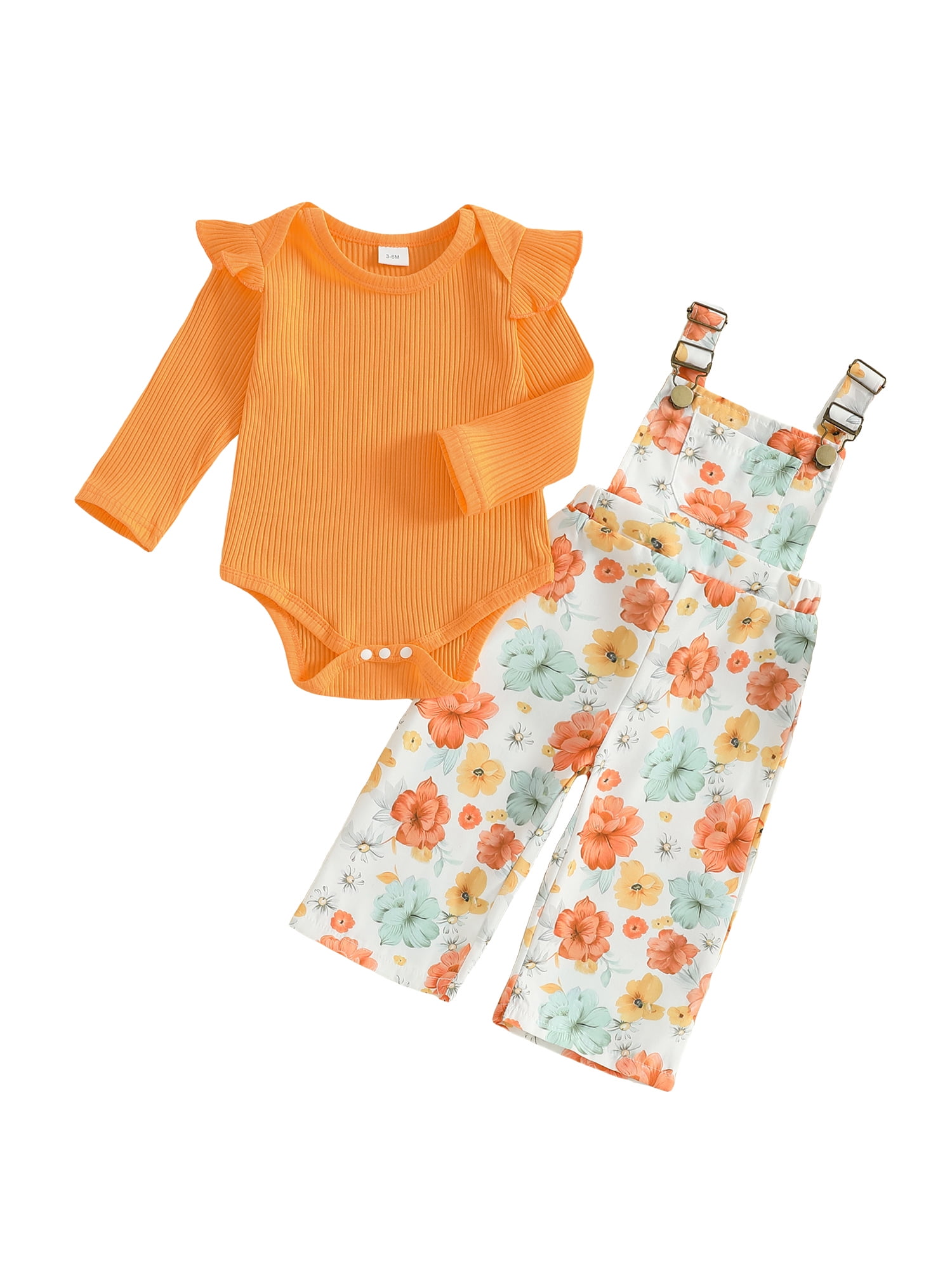 BemeyourBBs Baby Girls Clothing Set Long Sleeve Ribbed Romper with ...