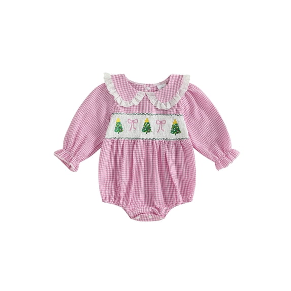 BemeyourBBs Baby Girls Spring Romper Plaid Print Long Sleeve Doll ...