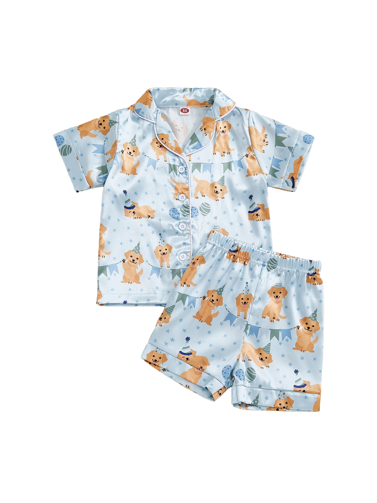 BemeyourBBs Boys Birthday Pajamas Set, Duck/Dog Print Short Sleeve ...