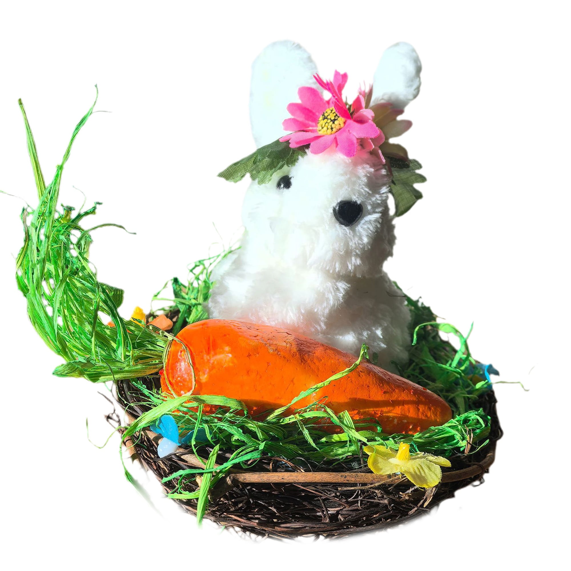 BemeyourBBs Easter Decorations Bunny Figurines with Carrot Spring Straw ...