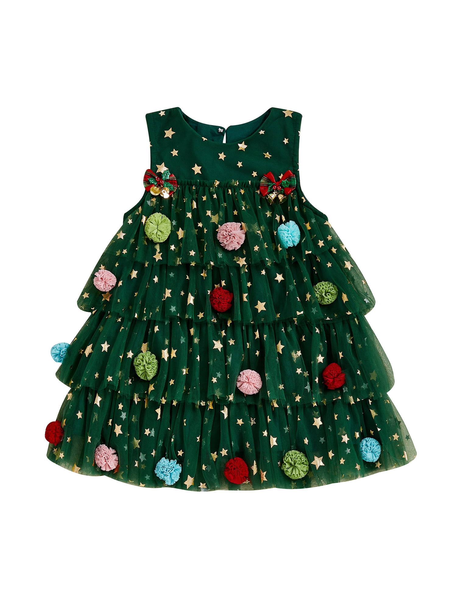 BemeyourBBs Girls Christmas Dress Sleeveless Stars Layered Tulle Dress ...
