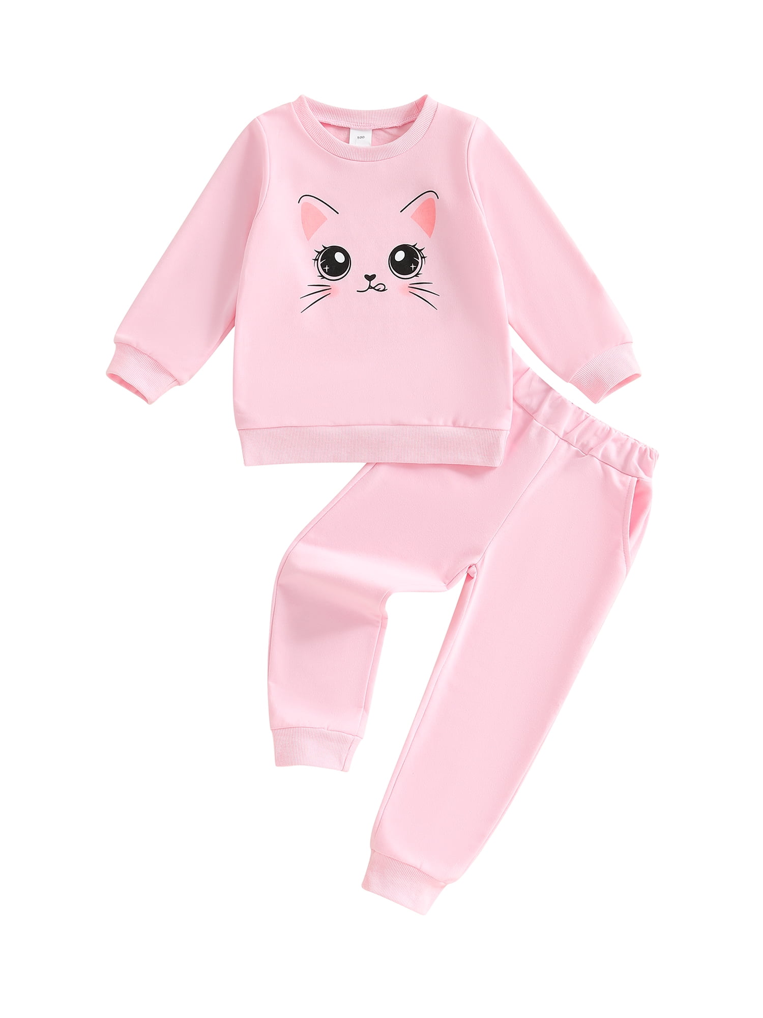 BemeyourBBs Girls Pants Set, Long Sleeve Cartoon Cat Print Sweatshirt ...