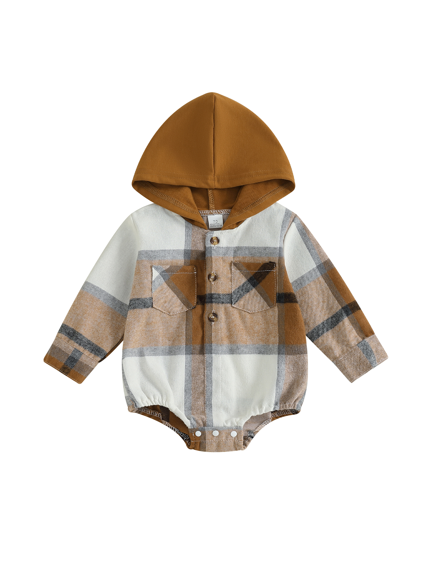 BemeyourBBs Infant Baby Boy Plaid Hooded Romper One Piece Outfit Long ...
