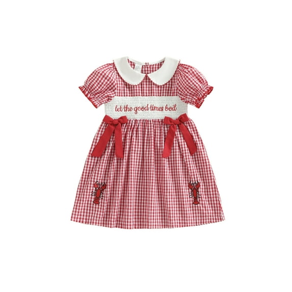 BemeyourBBs Kids Toddler Baby Girl Summer Smocked Dress Crayfish ...