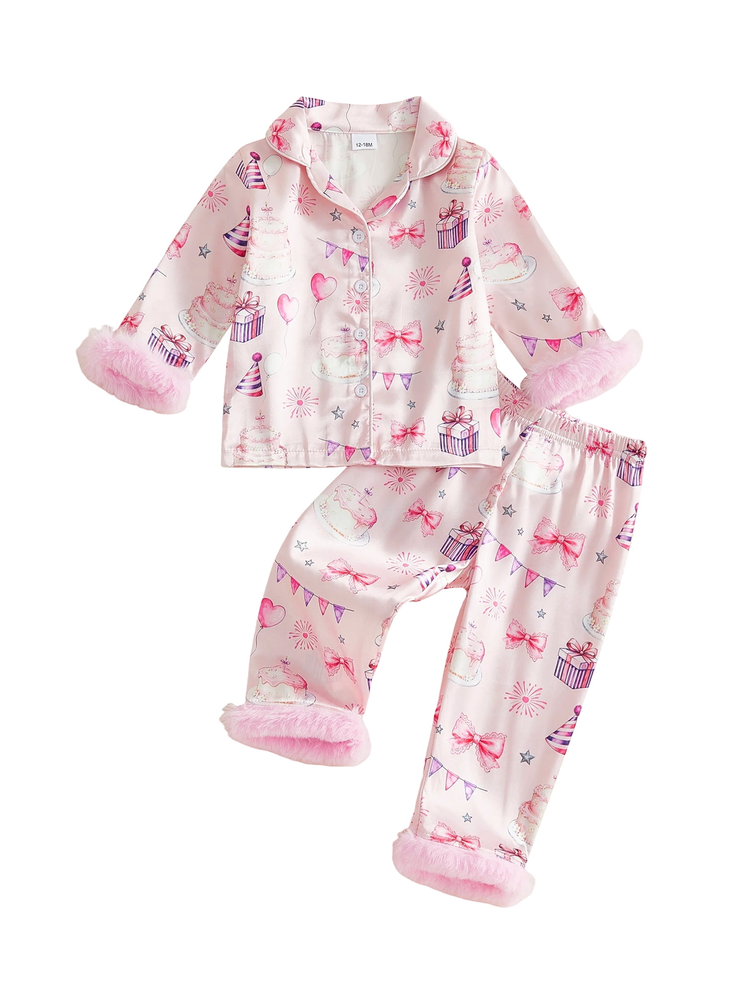 BemeyourBBs Kids Toddler Baby Girls Silk Stain Birthday Pajama Sets PJS ...