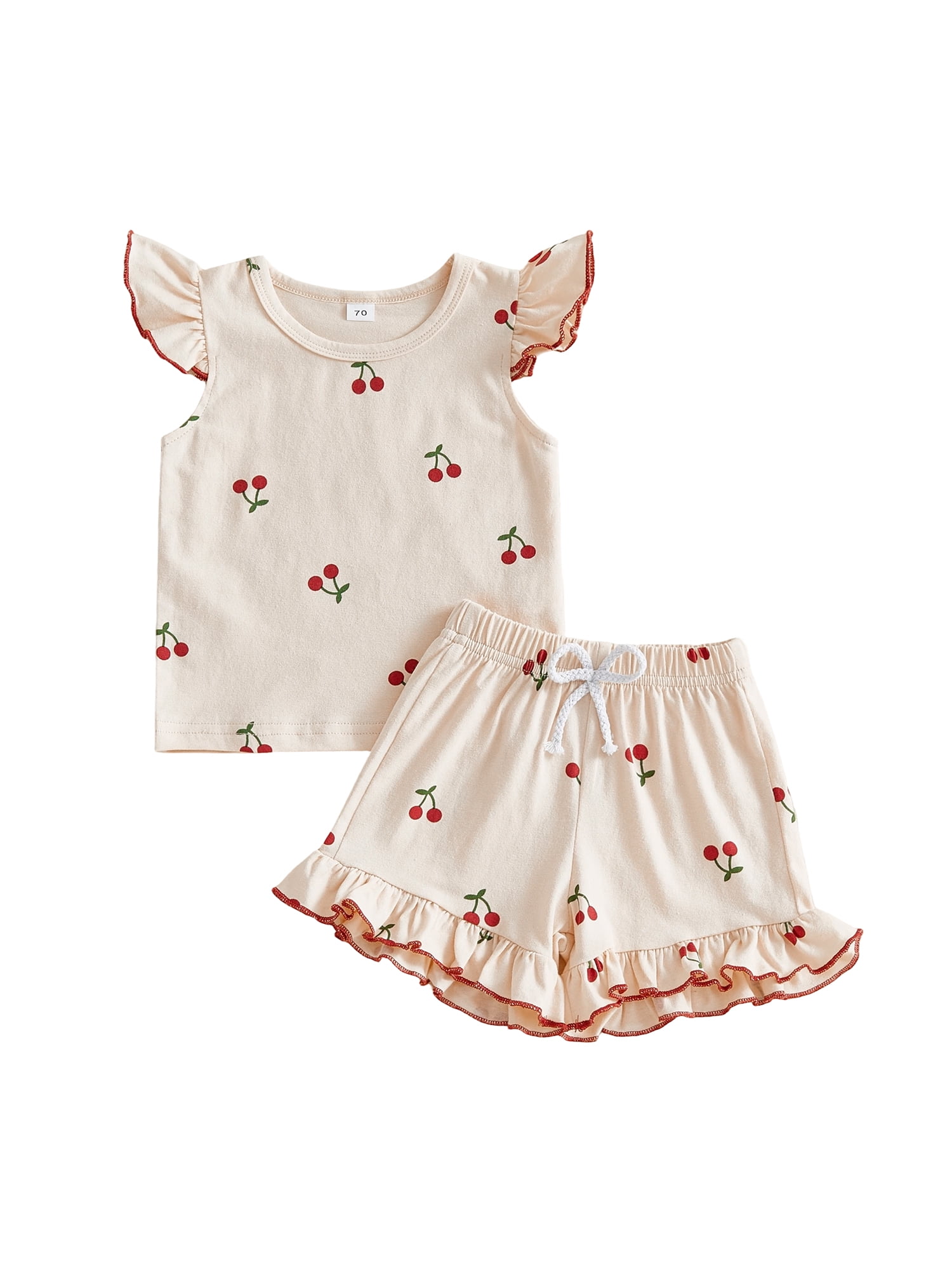 BemeyourBBs Little Toddler Baby Girls Summer Clothes 2 Piece Cherry ...
