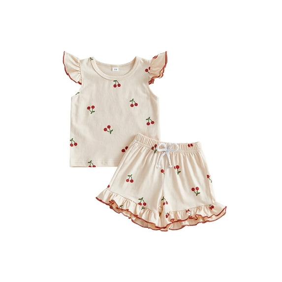 BemeyourBBs Little Toddler Baby Girls Summer Clothes 2 Piece Cherry ...