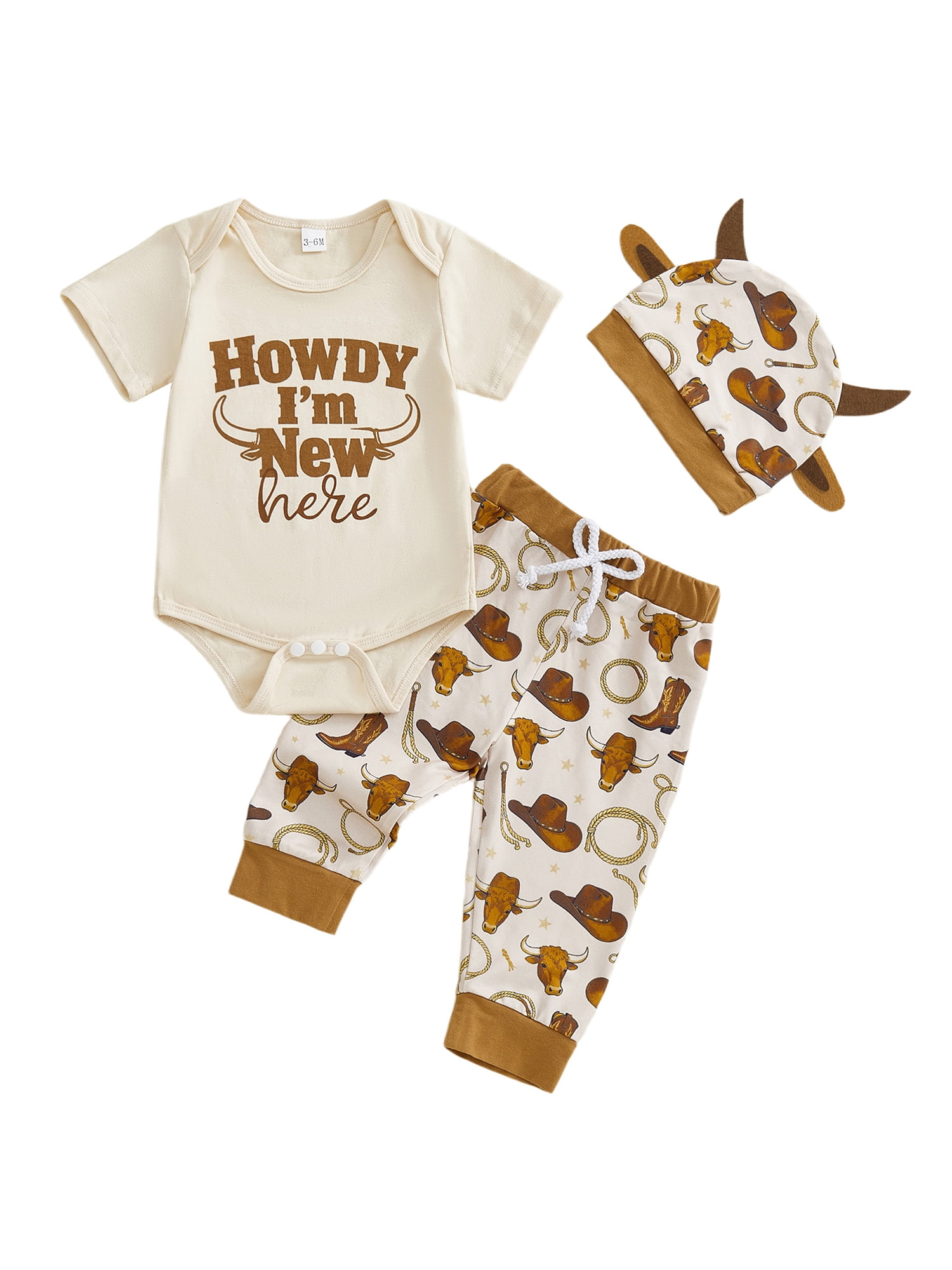 BemeyourBBs I'm New Here Baby Boys Western Cowboy Hat Outfits Coming ...