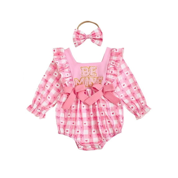 BemeyourBBs Newbon Baby Girl Valentines Day Outfit Heart Bubble Romper ...