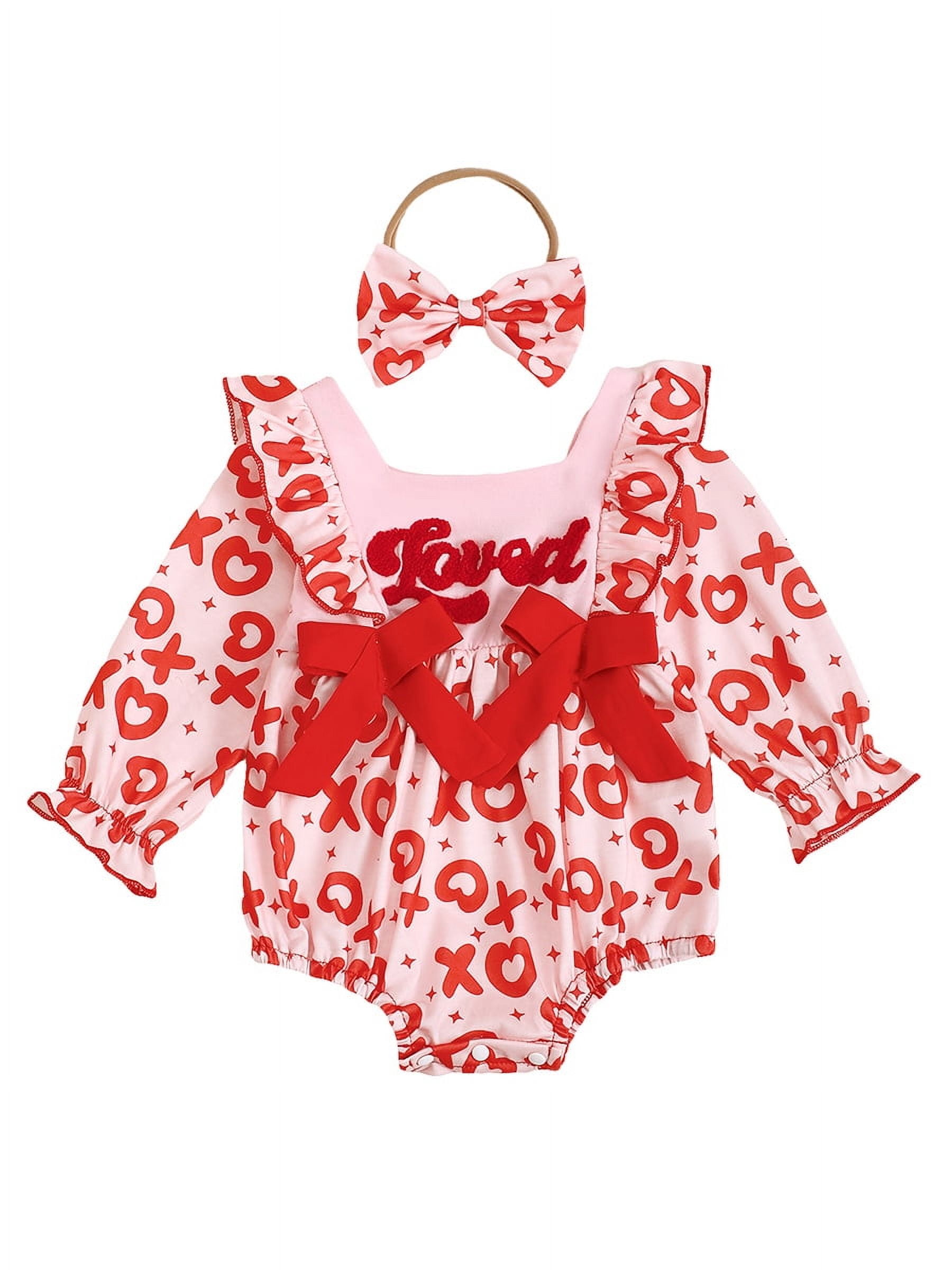 BemeyourBBs Newbon Baby Girl Valentines Day Outfit Heart Bubble Romper ...