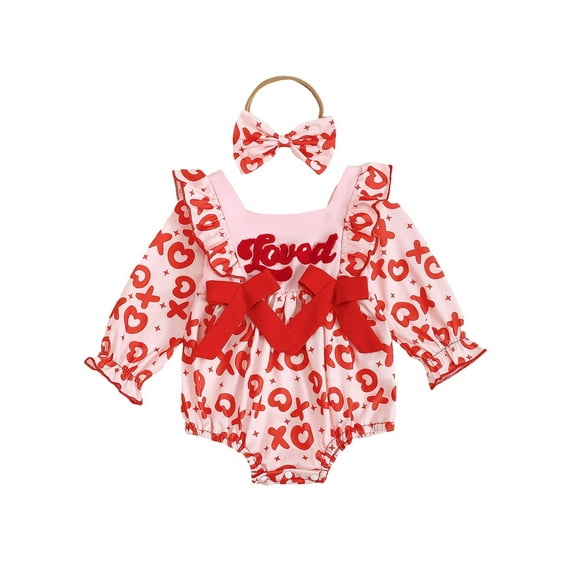 BemeyourBBs Newbon Baby Girl Valentines Day Outfit Heart Bubble Romper ...
