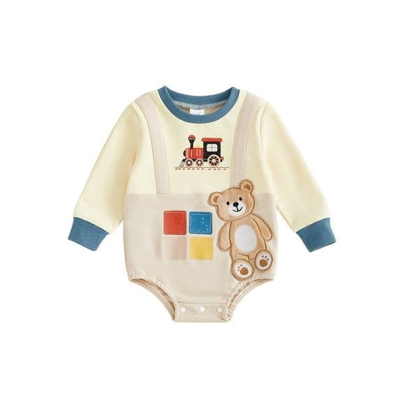 BemeyourBBs Newborn Baby Boy Bubble Rompers Infant Bear Outfits Long ...