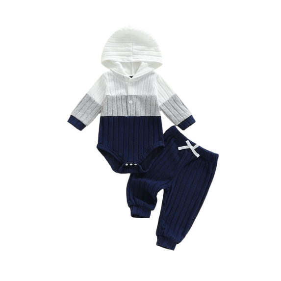 BemeyourBBs Newborn Baby Boy Fall Winter Clothes Color Block Long ...