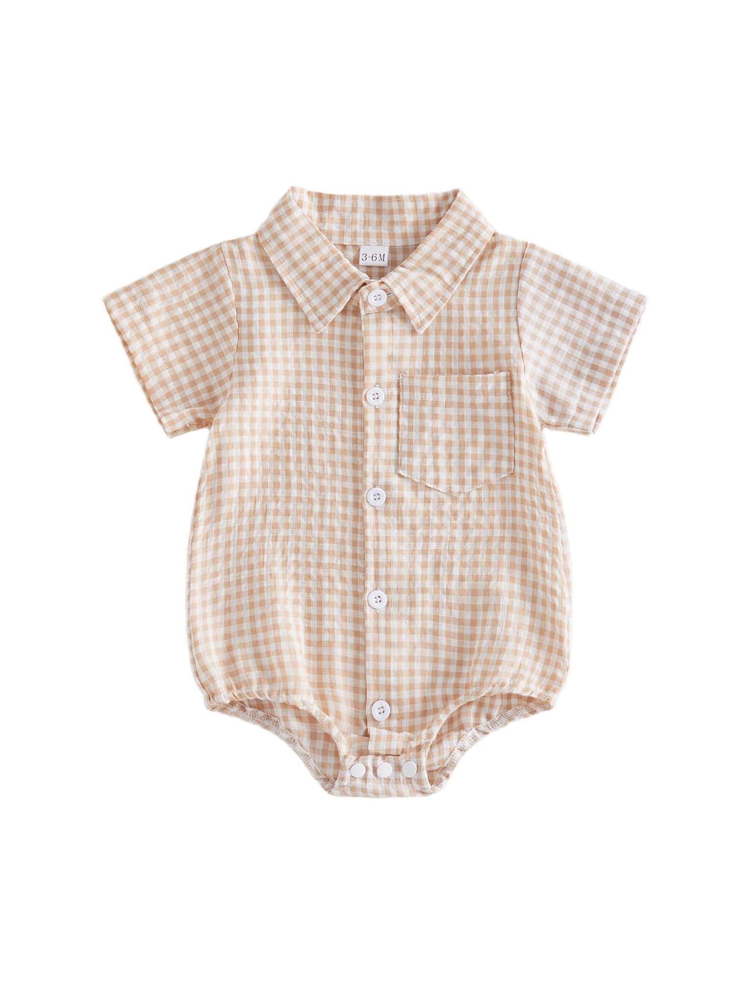 BemeyourBBs Newborn Baby Boy Plaid Gingham Bubble Romper Short Sleeve ...