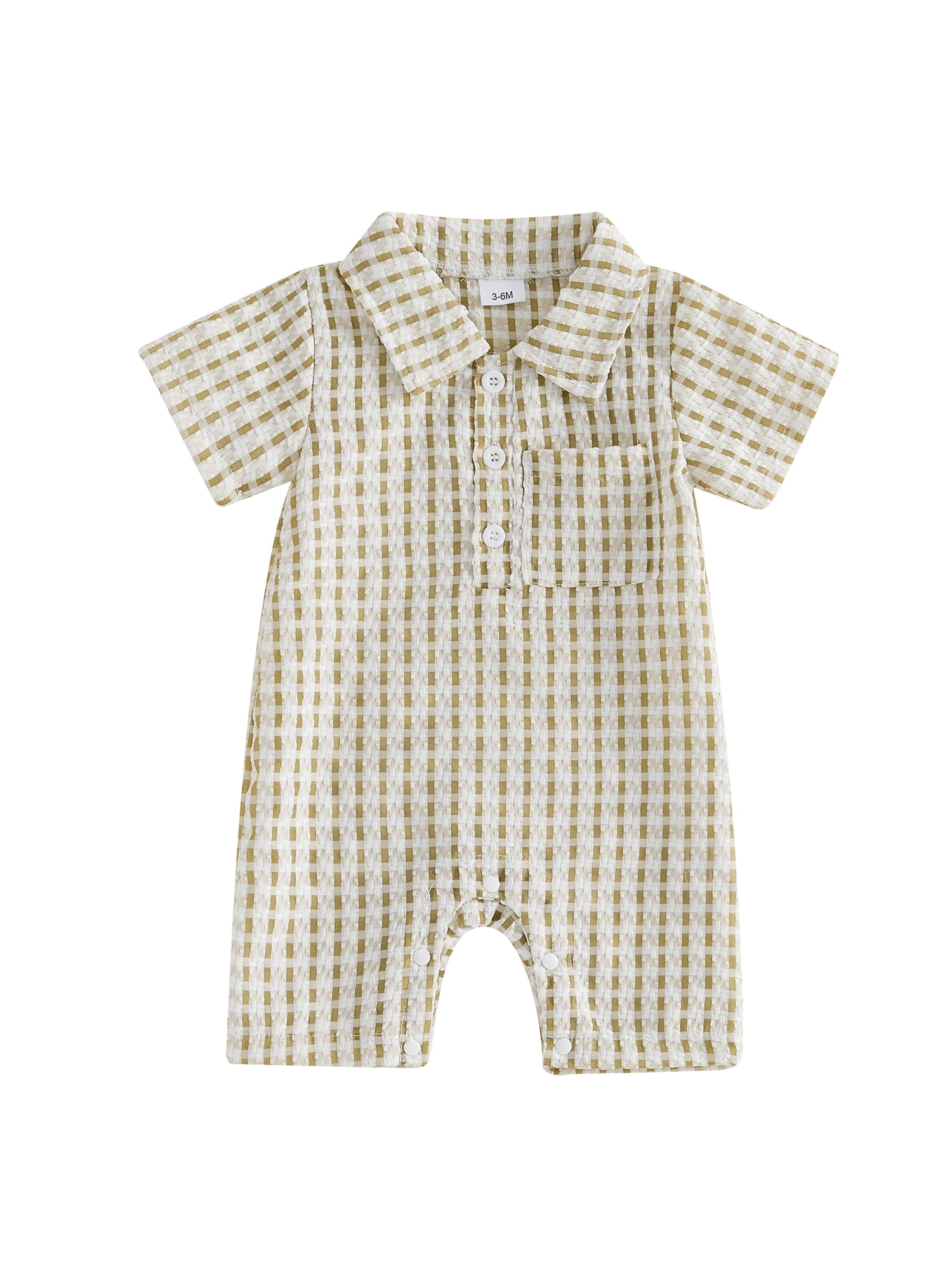BemeyourBBs Newborn Baby Boy Summer Clothes Plaid Romper One Piece ...