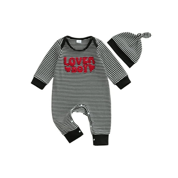 BemeyourBBs Newborn Baby Boy Valentines Day Outfit One Piece Jumpsuit ...