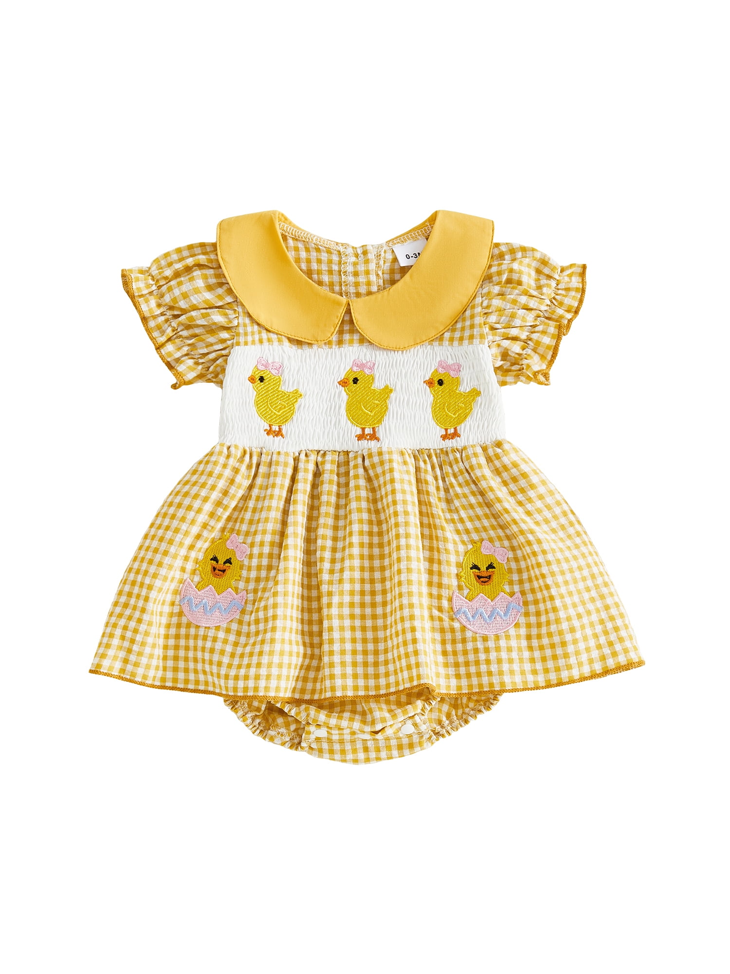 BemeyourBBs Newborn Baby Girl Easter Chick Outfits Plaid Romper Dress ...