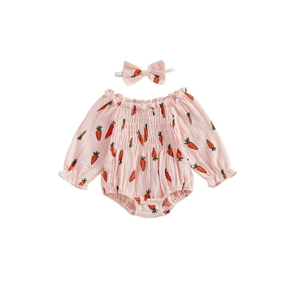 BemeyourBBs Newborn Baby Girl Easter Outfits Smocked Bubble Romper Long ...