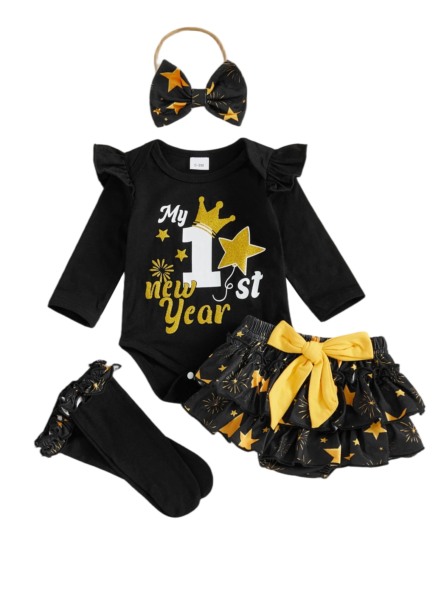 BemeyourBBs Newborn Baby Girl My First New Years Outfit Letters Print ...