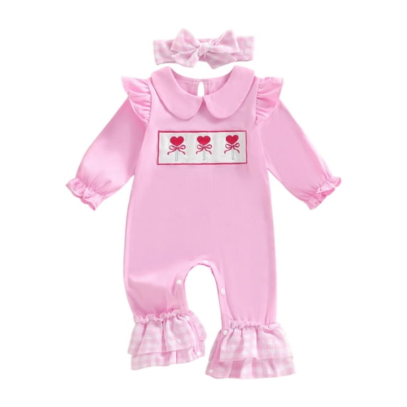 BemeyourBBs Newborn Baby Girl Valentines Day Outfit Heart Pink Romper ...