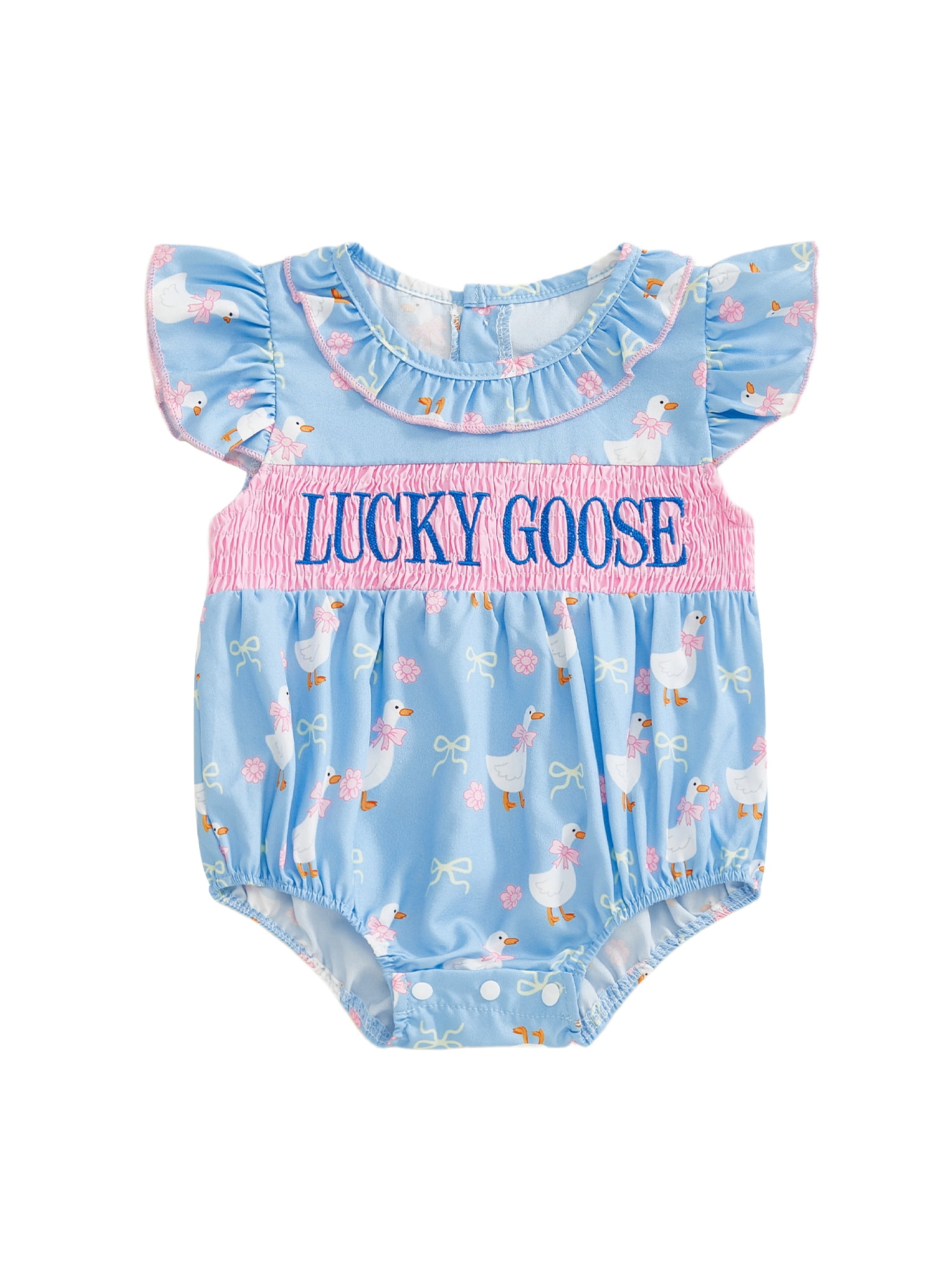 BemeyourBBs Newborn Baby Girls Smocked Outfits Bubble Romper Lucky ...